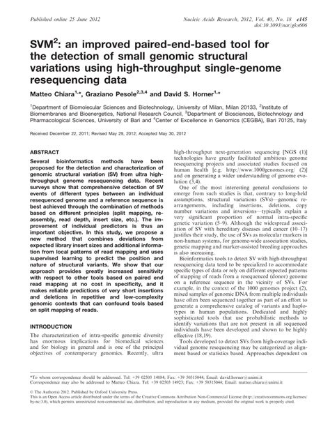 Pdf Svm2 An Improved Paired End Based Tool For The Detection Of Small Genomic Structural