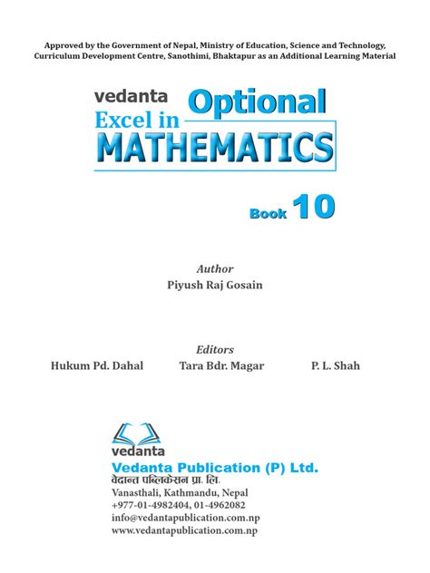 Vedanta Opt Maths Book 10 Final 2078 Pdf Trigonometric Functions Function Mathematics