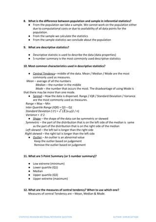 Data Science Interview Questions Of Statistics PDF Physics Science