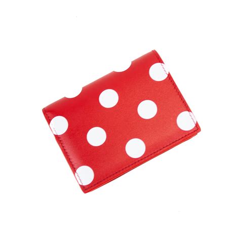 Cdg Polka Dot Printed Leather Bifold Red Corporate
