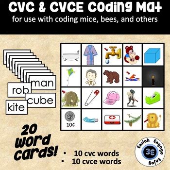 Magic E CVC CVCe Coding Mat 2 Sizes For Coding Bees Or Mice TPT