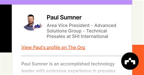 Paul Sumner Area Vice President Advanced Solutions Group Technical Presales At Shi