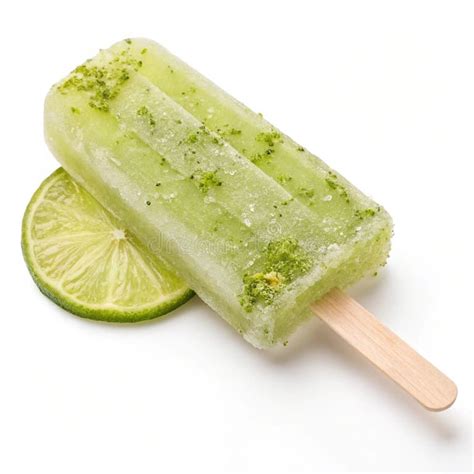 Frozen Lime Popsicle Isolated On White Background Stock Illustration
