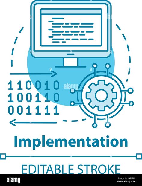 Implementation Concept Icon Software Coding Computer Programming And Deployment Idea Thin Line