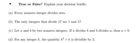 Solved True Or False Explain Your Decision Briefly A