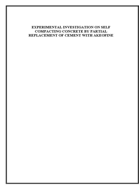 Experimental Investigation On Self Compacting Concrete By Partial Replacement Of Cement With