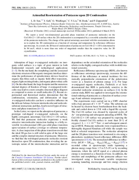 Pdf Azimuthal Reorientation Of Pentacene Upon 2d Condensation