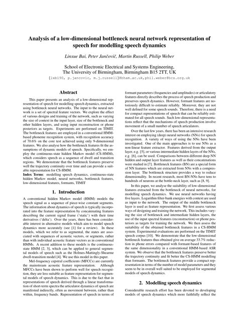 Pdf Analysis Of A Low Dimensional Bottleneck Neural Network