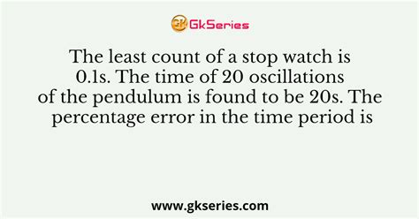 The Least Count Of A Stop Watch Is 01s The Time Of 20 Oscillations Of