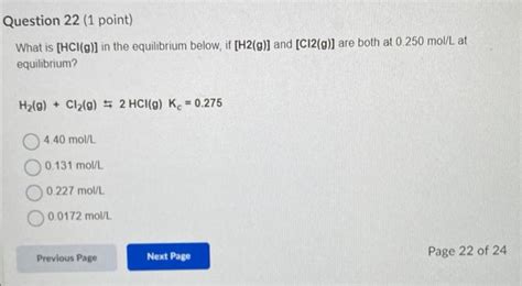 Solved What Is HCl G In The Equilibrium Below If H2 Chegg Com