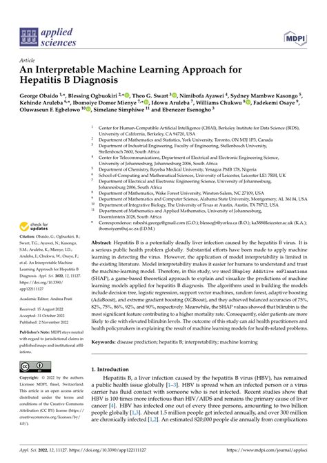 Pdf An Interpretable Machine Learning Approach For Hepatitis B Diagnosis