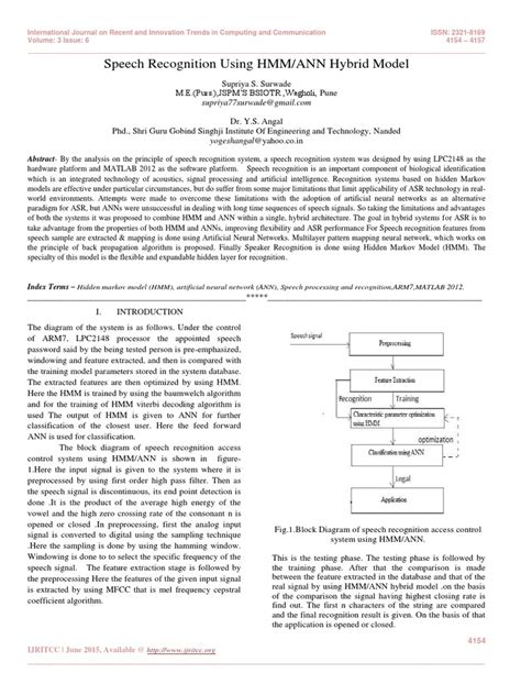 Speech Recognition Using Hmm Ann Hybrid Model Pdf Speech Recognition Artificial Neural Network