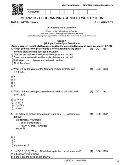 Mca 1 Mcan-101 Programming Concept With Python r21 | PDF