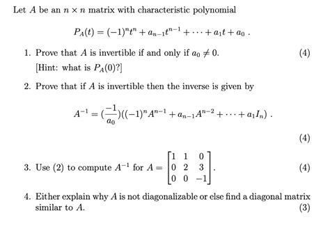 solved let a be an n xn matrix with characteristic