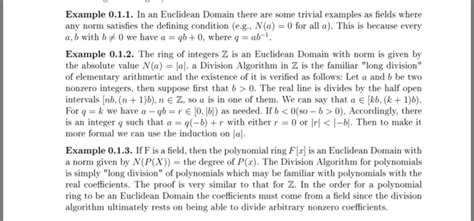 Solved Example In An Euclidean Domain There Are Some Chegg