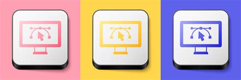 Isometric Computer Display With Vector Design Program Icon Isolated On