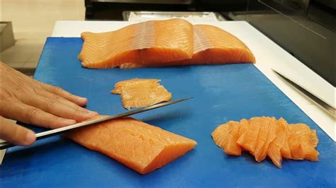 How To Cut Salmon Sashimi Sushi Sashimi Cutting Technique How To