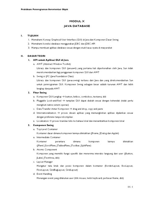 modul 10 java database pdf paradigma pemrograman akuisisi oracle
