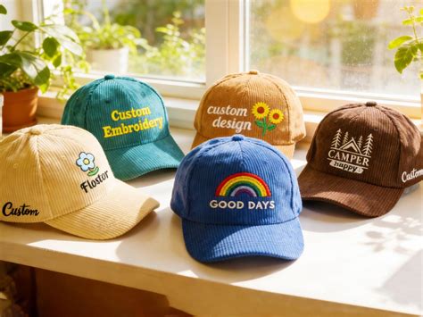 Embroidered Text Logo Corduroy Cap Personalized Winter Hat Custom