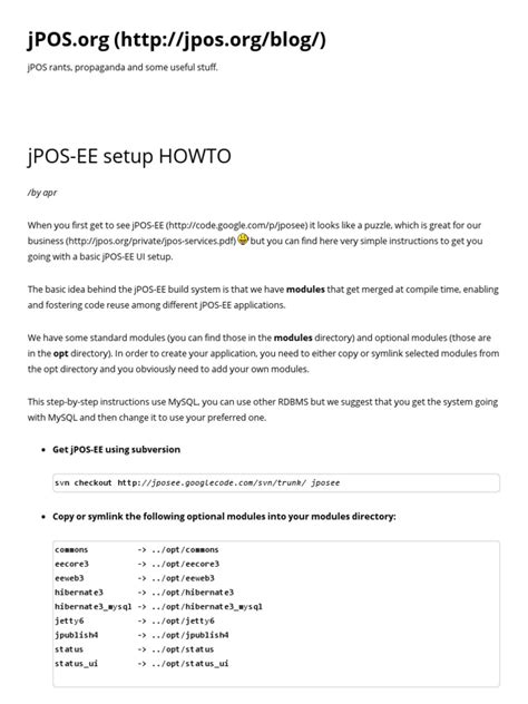 Jpos Ee Setup Howto Jpos Pdf Computing Platforms Operating