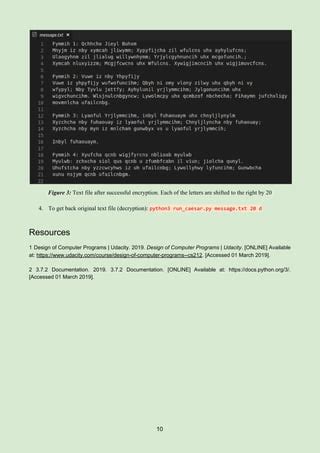 Fundamentals Of Cryptography Caesar Cipher Python PDF Programming Languages Computing