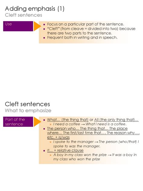Adding Emphasis 1 Cleft Sentences Pdf
