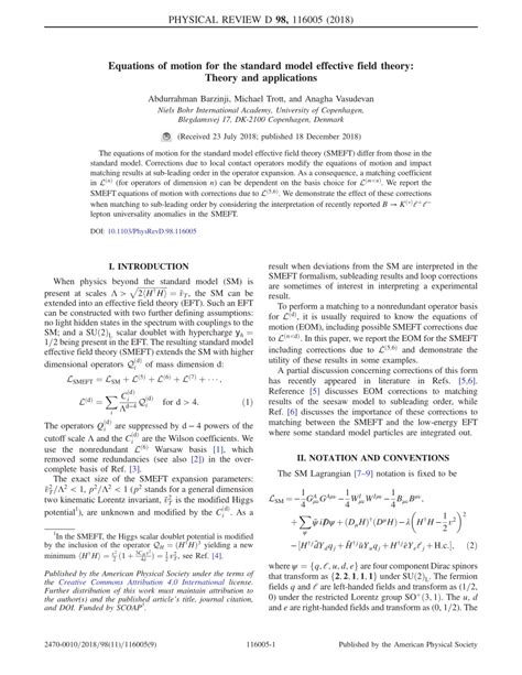 Pdf Equations Of Motion For The Standard Model Effective Field Theory