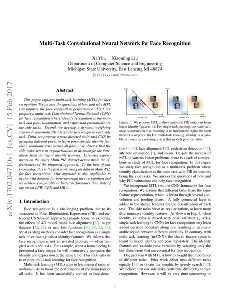 Pdf Multi Task Convolutional Neural Network For Face Recognition