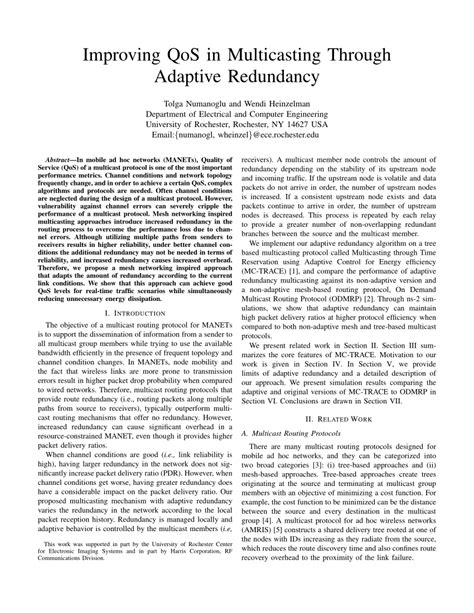 Pdf Improving Qos In Multicasting Through Adaptive Redundancy