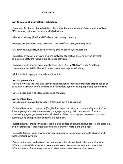 Computer Fundamentals Syllabus Pdf Worksheet Computer Data Storage