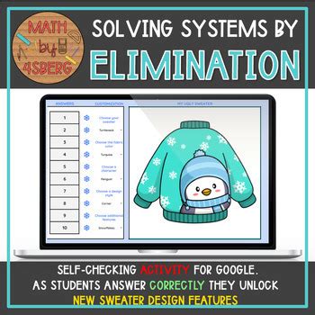 Solving Systems Of Equations By Elimination Digital Self Checking Activity