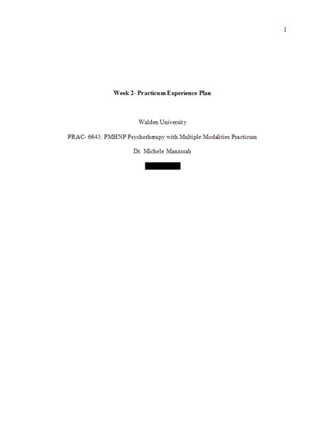 Prac 6645 Week 2 Assignment Practicum Experience Plan Pep Course Resources