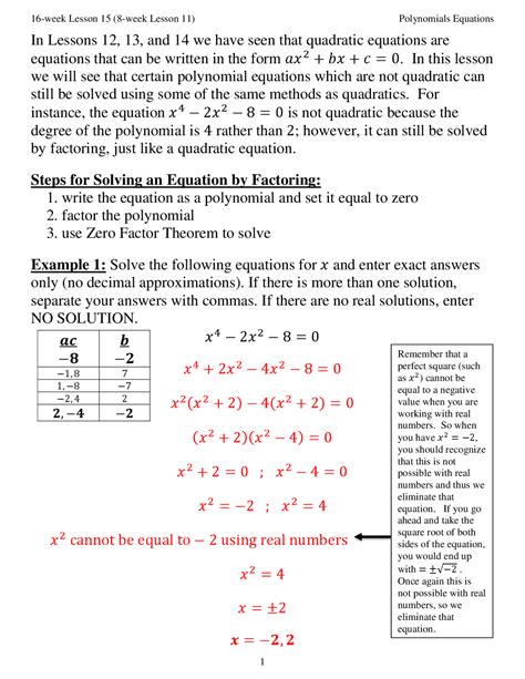 Polynomial Equation Examples