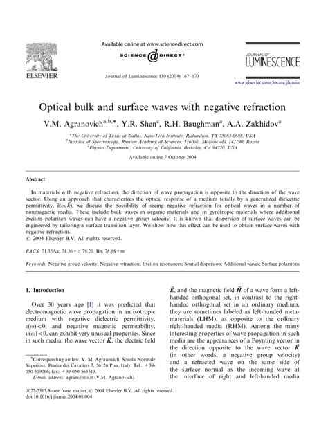 Pdf Linear And Nonlinear Wave Propagation In Negative Refraction