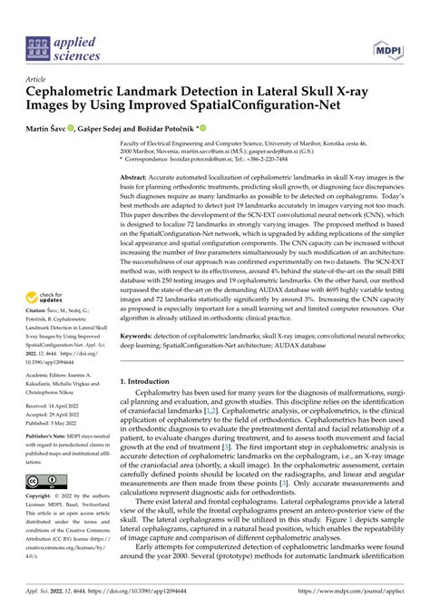 pdf cephalometric landmark detection in lateral skull x ray images by