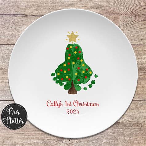 First Christmas Keepsake Plate Tree Design Custom Personalized Plate