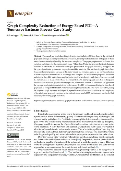 Pdf Graph Complexity Reduction Of Exergy Based Fdi—a Tennessee
