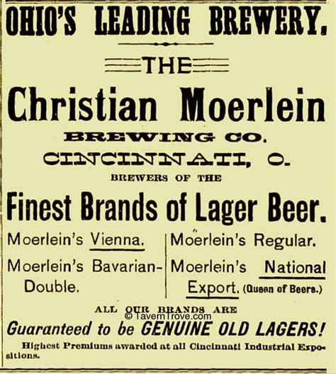 Item 46191 1889 Chr Moerleins Beers Paper Ad