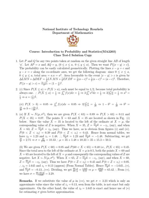 Maths Class Test Solutions Pdf
