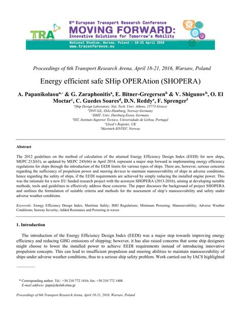 Pdf Energy Efficient Safe Ship Operation Shopera