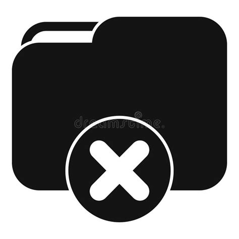 black folder icon with delete cross mark showing data loss stock