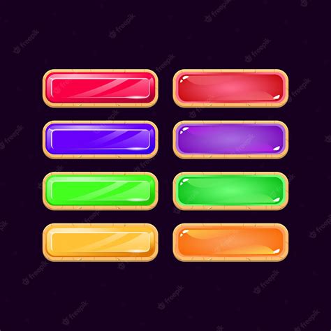 Premium Vector Set Of Game Ui Wooden Diamond And Jelly Colorful Button For Gui Asset Elements