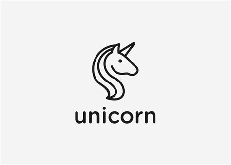 유니콘 로고 디자인 아이콘 벡터 일러스트 레이 션 프리미엄 벡터