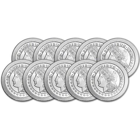Ten 10 1 Oz Silver Round Morgan Stackable 999 Silver Rnd 1oz