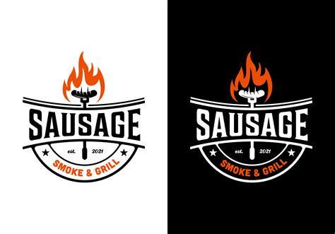 Flame Grill Sausage Barbecue Logo Design Graphic By Zwallow99