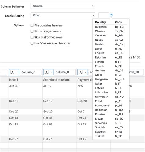 Changing The Locale Setting Of An Imported File