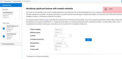 Correlation Analysis Error Message OmicsAnalyst OmicsForum