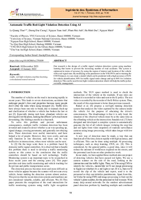 Pdf Automatic Traffic Red Light Violation Detection Using Ai