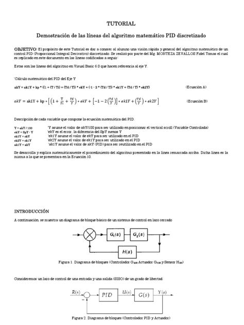 Algoritmo Pid Discreto Aplicación Para Programación Visual Basic 60