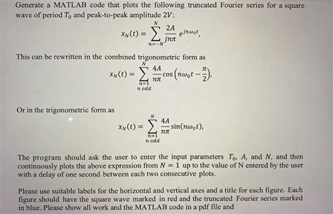 Solved Generate A Matlab Code That Plots The Following